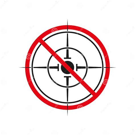 Red Target Icon Crossed Circle Sign No Aim Symbol Vector Prohibition
