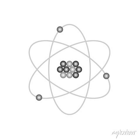 Atom Structure Model Nucleus Of Protons And Neutrons Orbital • Wall