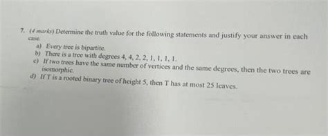 Solved A Marks Determine The Truth Value For The Chegg