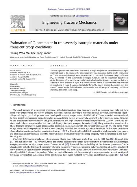 Pdf Estimation Of Ct Parameter In Transversely Isotropic Materials Under Transient Creep
