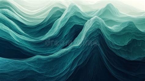 Abstract Digital Ocean Wave Landscape With Layered Textures In Deep