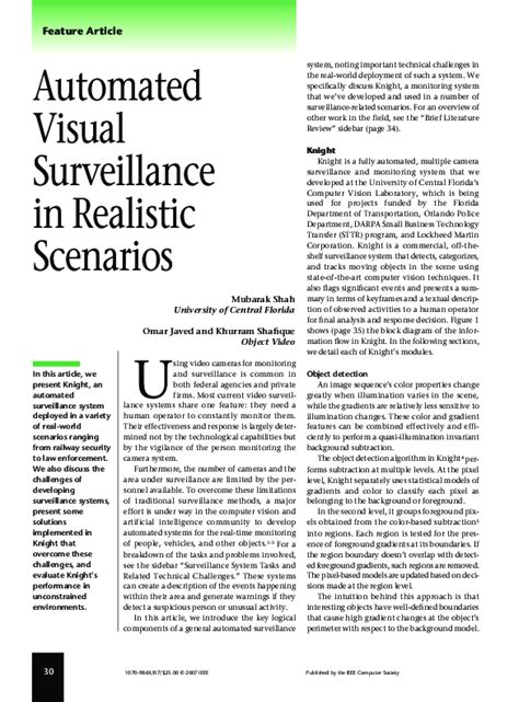 Pdf Automated Visual Surveillance In Realistic Scenarios