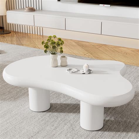 Table Basse En Mdf Plateau En Forme Nuage Blanc