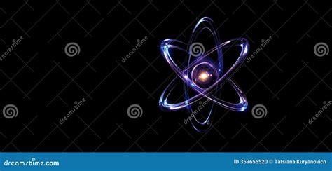 Atomic Structure Representation With Glowing Electrons And Nucleus