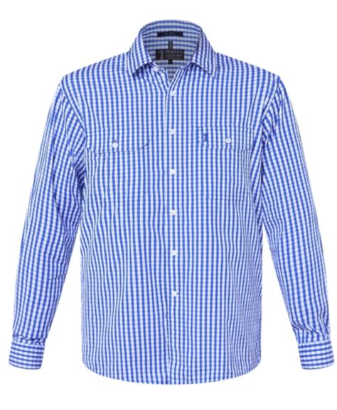 Pilbara Mens Check Long Sleeve Shirt Workwear Hip Pocket
