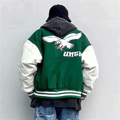 Eagles Embroidered Street Patch Baseball Jacket Helloice Apparel