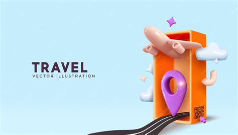 Premium Vector Travel By Plane Creative Concept Realistic 3d Design