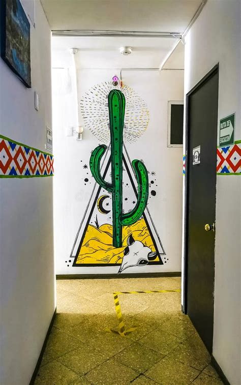 Inside In Mexican Hostel Hotel Interior Corridor Hallway Room Mexico