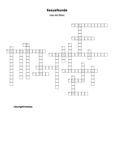 Kreuzworträtsel Sexualkunde Als Pdf Arbeitsblatt Schulraetselde