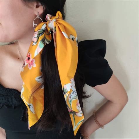 Accessories Yellow Floral Satin Long Hair Tie Poshmark