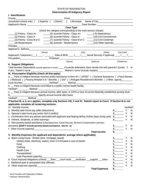 Indigent Defense Form English Washington Fill Out And Sign Printable