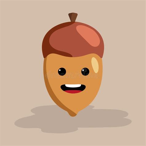Cute Happy Nut Autumn Character Vector Stock Vector Illustration Of