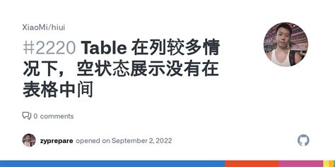Table 在列较多情况下，空状态展示没有在表格中间 · Issue 2220 · Xiaomihiui · Github