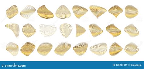 Elegant Luxury Gold Abstract Amorphous Shape Collection With Lines