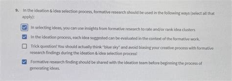Solved 9 In The Ideation And Idea Selection Process