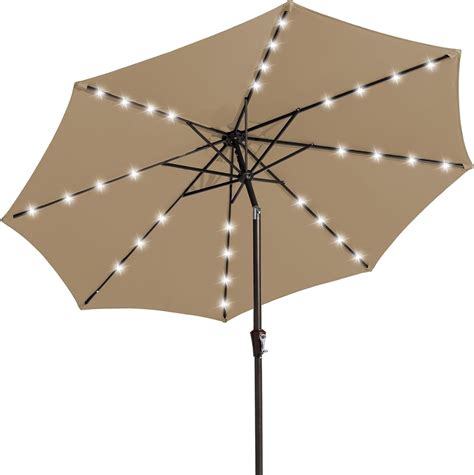 Pawty 9ft Outdoor Patio Umbrella With Solar Lights Led Lighted Pool