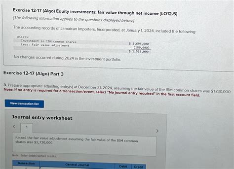 Solved Exercise 12 17 Algo ﻿equity Investments Fair Value