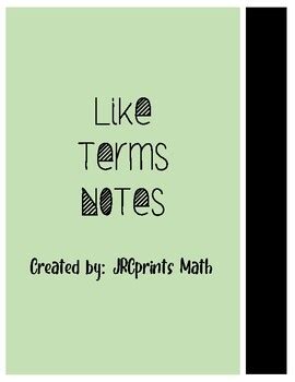 Combining Like Terms With Polynomials Notes By JRCprints Math TpT
