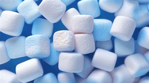 Blue And White Sweet Fluffy Marshmallows Generative Ai Stock