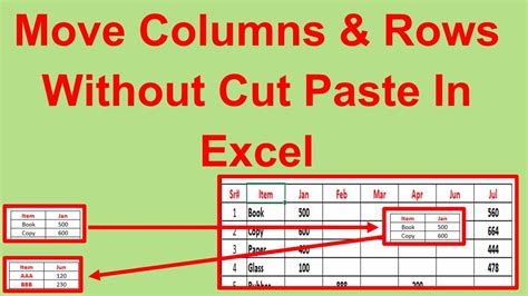 Move Columns And Rows Without Cut Paste In Excel Youtube