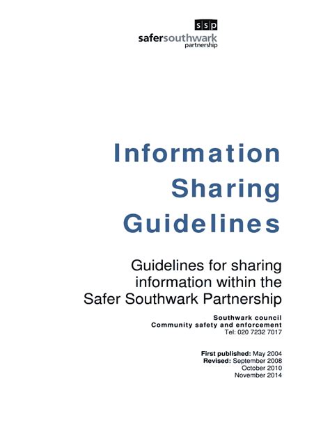 Fillable Online Southwark Gov Information Sharing Guidelines