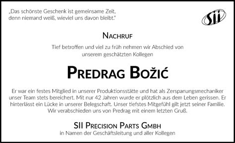 Traueranzeigen Von Predrag Bozic Augsburger Allgemeine Zeitung