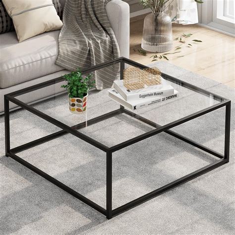Black Glass Coffee Table For Living Room Square Coffee Tables For Small Spaces Simple Tea