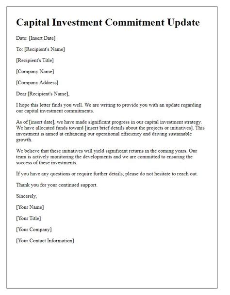 Letter Template For Capital Investment Commitment Confirmation Free