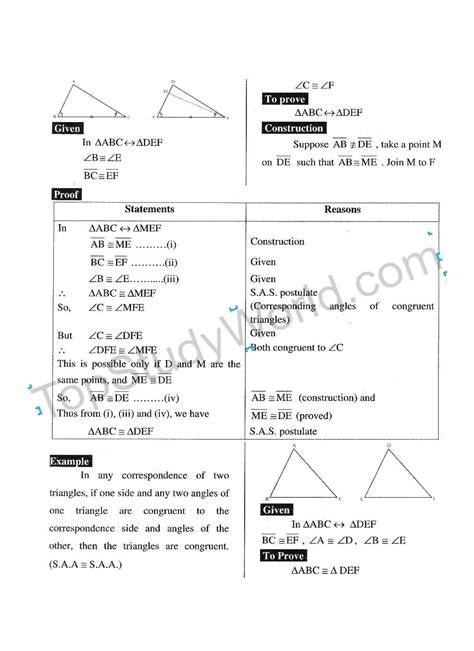 Solution 9th Class Math Chapter 10 Congruent Triangles Notes Studypool