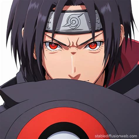Itachi Uchiha In Konoha Sharingan Close Up Stable Diffusion Online