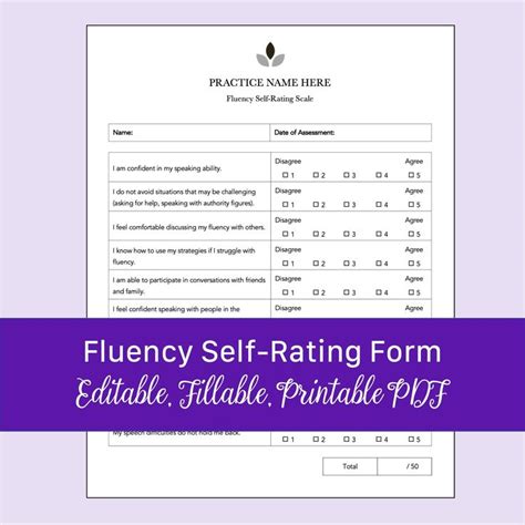 Fluency Self Rating Scale For Speech Therapy Fillable Printable Pdf Etsy Speech Therapy