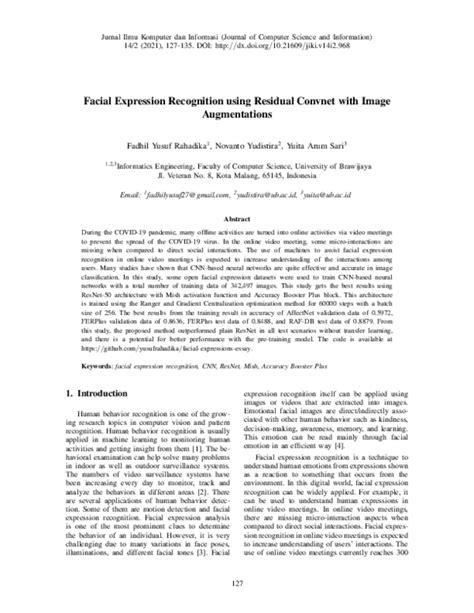 Pdf Facial Expression Recognition Using Residual Convnet With Image