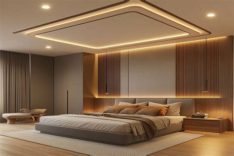 Contemporary Single Layered Pop Bedroom Ceiling Design With Lights