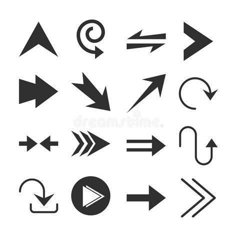 Arrows Direction Guide Cursor Web Navigation Icons Set Silhouette Style Stock Vector