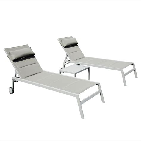 Latitude Run® Aluminum Pool Lounge Chairs With Side Table And Wheels