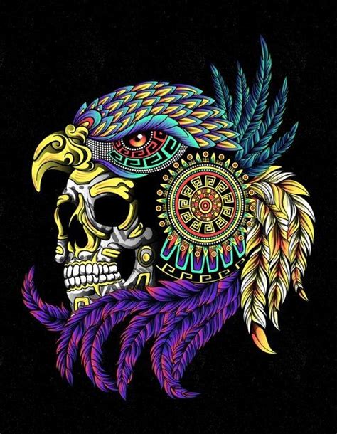 Skull Aztec Warrior Triditional Premium Vector Guerrero Azteca