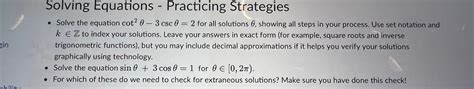Solved Solving Equations Practicing Strategies Solve The Chegg