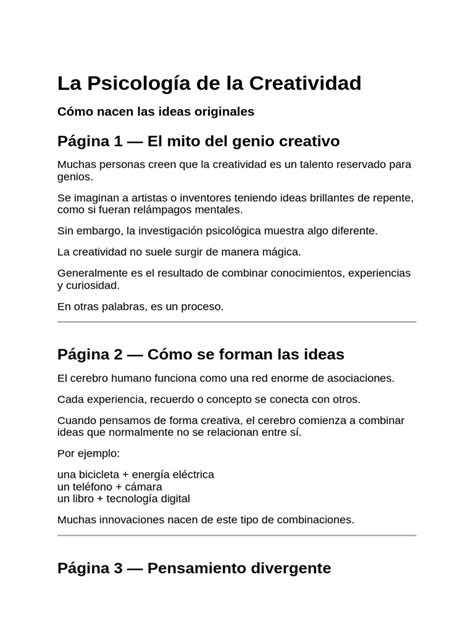 La Psicología De La Creatividad Pdf Creatividad Pensamiento