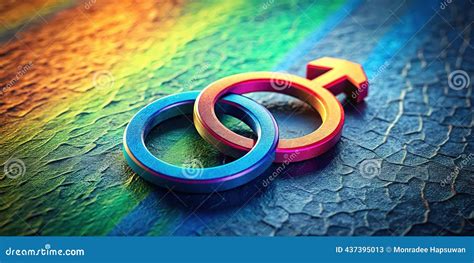 Interlocked Male And Female Gender Symbol Icons In Vibrant Colors Stock