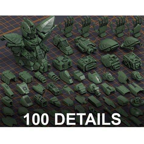 100 Details Mech Warrior Hard Surface Kitbash 3d Model Download Robots On