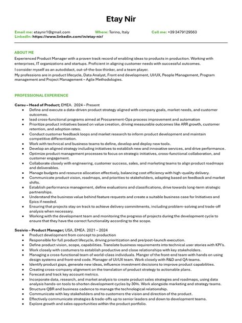 Etay Nir Resume Pdf Software Development Process Agile Software Development