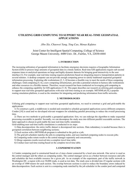 Pdf Utilizing Grid Computing To Support Near Real Time Geospatial Applications