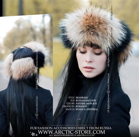 Natural And Black Raccoon Fur Headband Winter Headbands Fur Headband