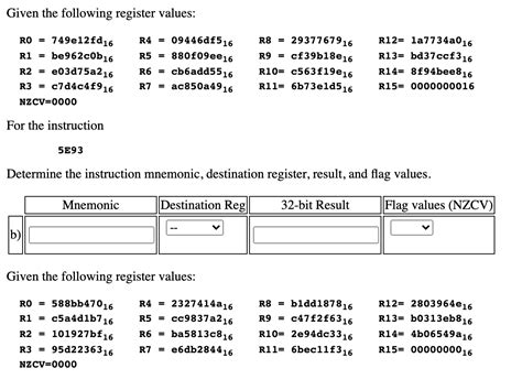 For The Following Initial Register Values And
