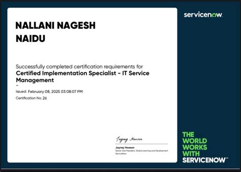 Excited To Share That I Have Achieved The Servicenow Certified Nagesh Chowdary