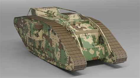 Tank Mk 4 Female Camouflage Color Rigged For Maya 3d Turbosquid 2248117