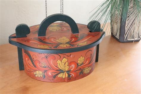 Norwegian Rosemaling Tine Box Vintage Artist Original Scandinavian Folk Art Home Decor Etsy