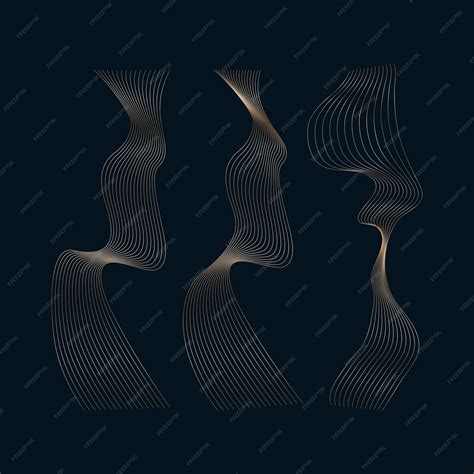 Линия золотой волны Линейный геометрический дизайн арт деко Векторная