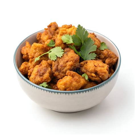 Bowl Of Fried Chicken Pakora Isolated On White Background Stock Illustration Illustration Of