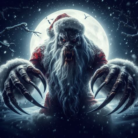 Santa Claws Christmas Horror Art Werewolf Illustration Scary Christmas